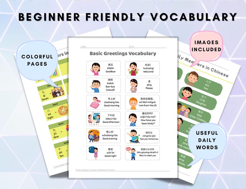 Beginner Chinese Worksheet Bundle: Vocabulary, Dialogues, Pinyin (PDF ...