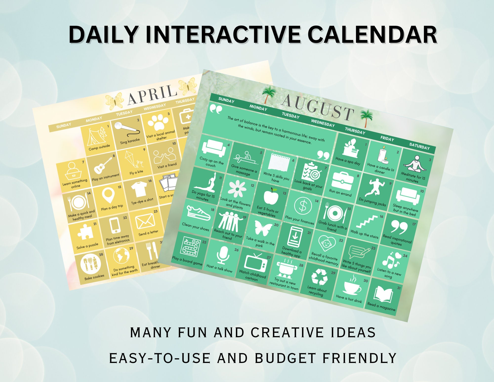 2024 Daily Activities Calendar, Interactive Schedule for Kids, Daily ...