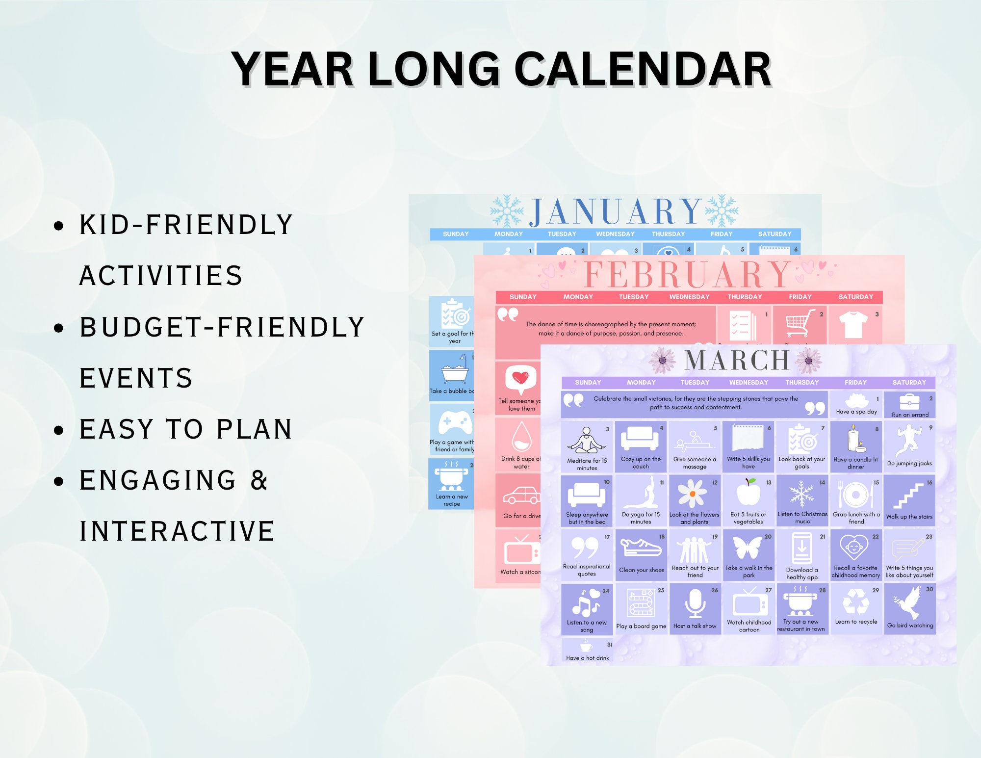 2024 Daily Activities Calendar, Interactive Schedule for Kids, Daily ...