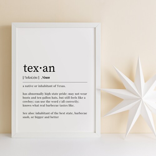 Texan Definition Downloadable Wall Art - Etsy