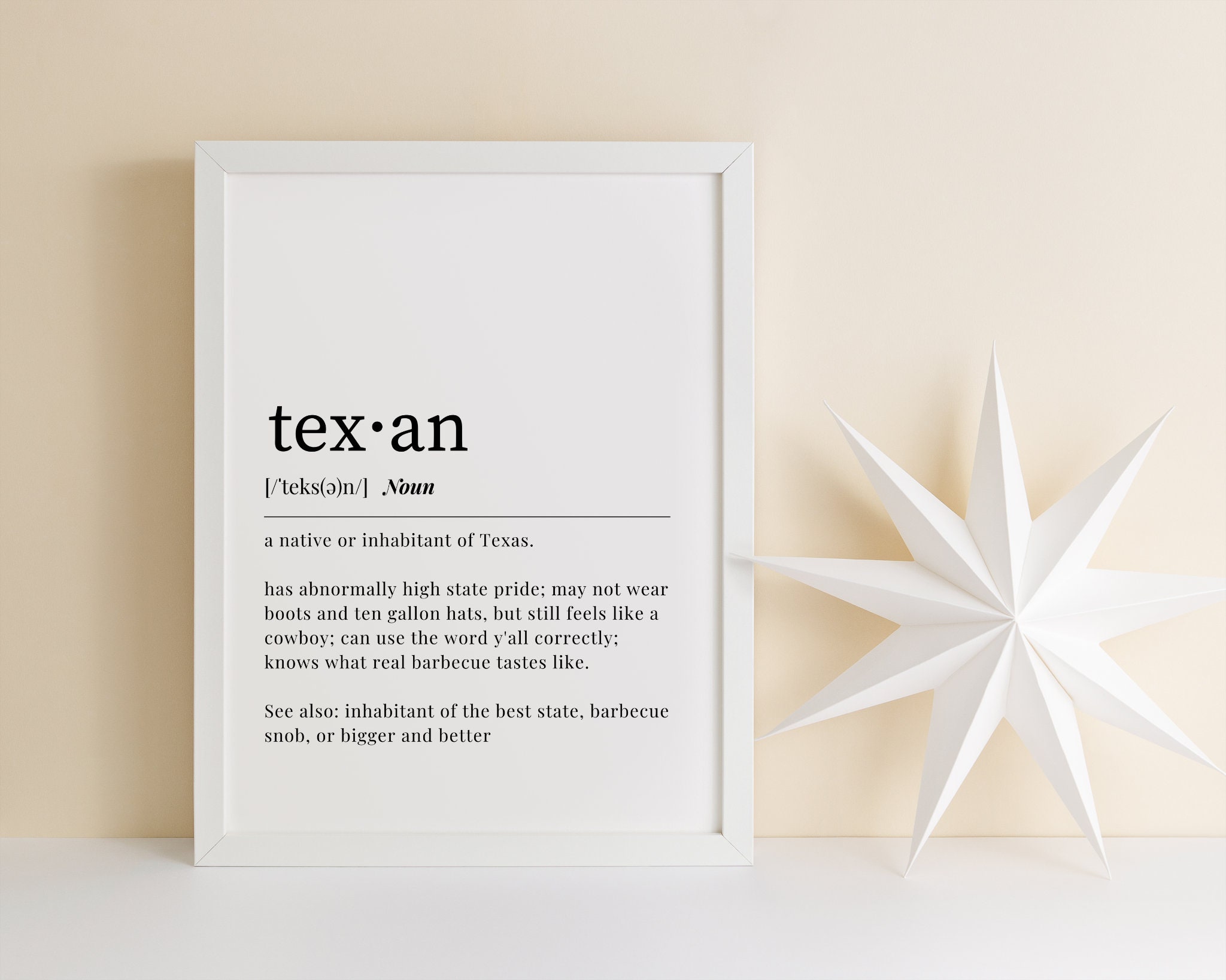 Texan Definition Downloadable Wall Art - Etsy