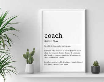 Coach Definition Printable Wall Art, Personal Trainer Gift, Coach Gift ...
