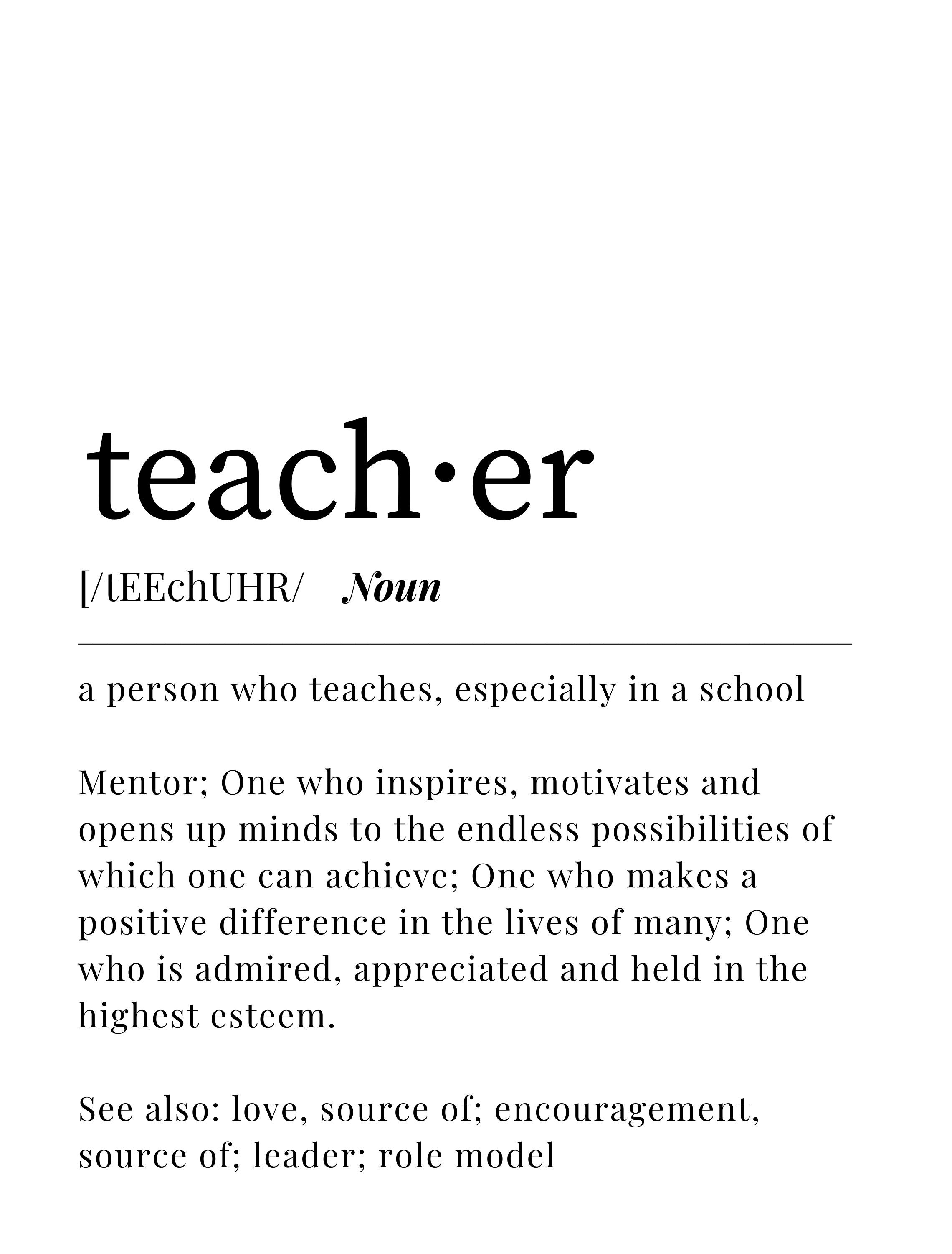 Teacher Definition Downloadable Wall Art - Etsy