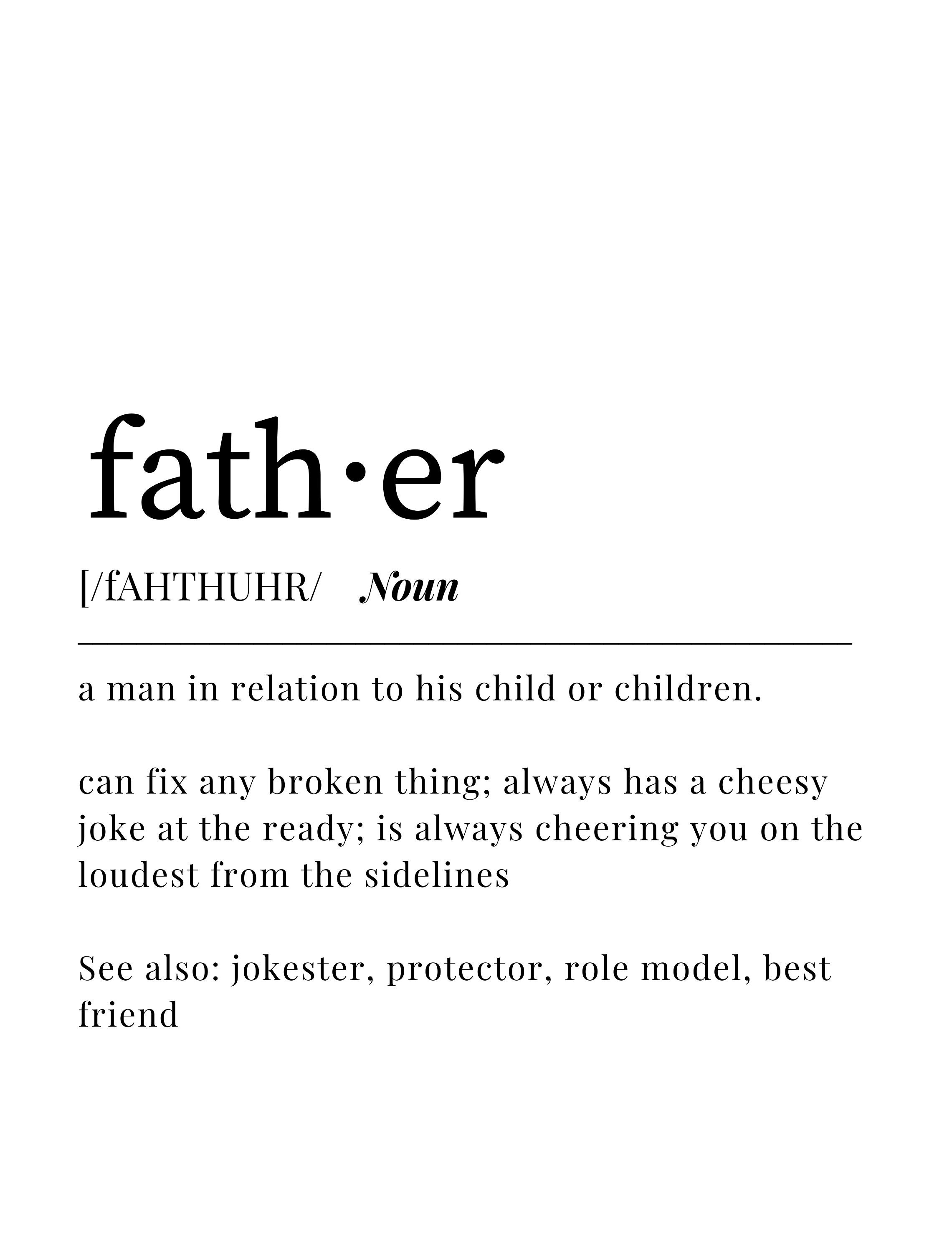 Father Definition Downloadable Wall Art - Etsy