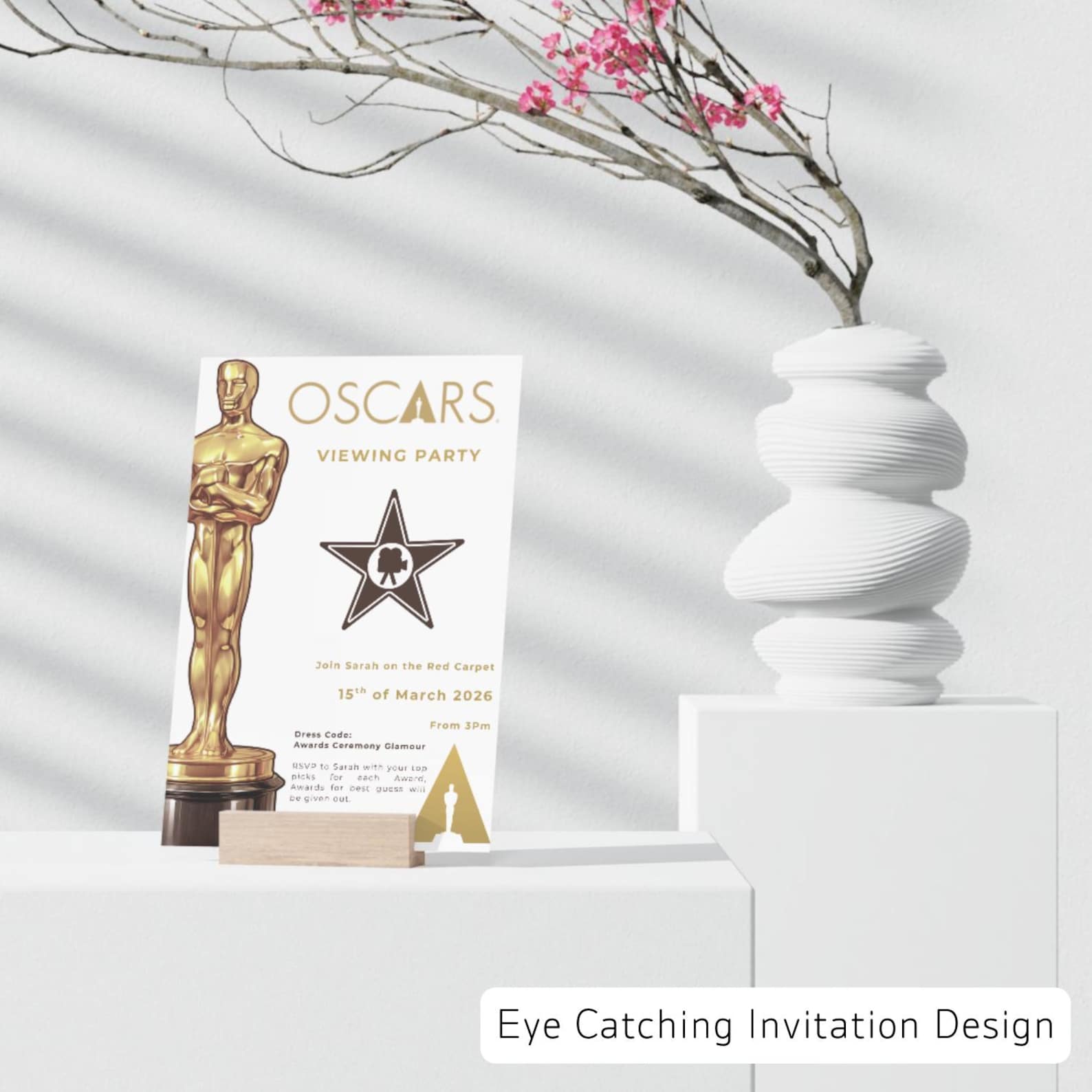 Editable Oscars Viewing Party Template, Movies, Hollywood, Stars ...