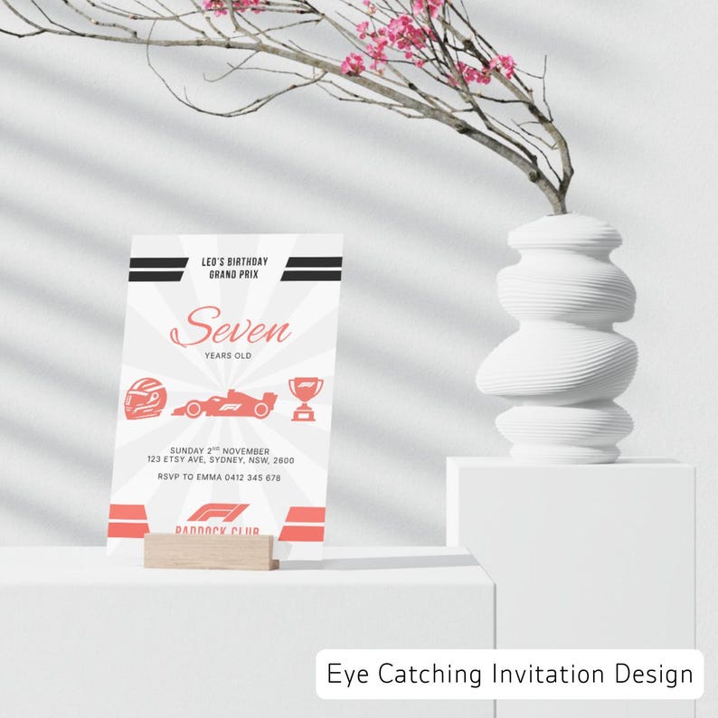 Editable Formula One Party Invitation Canva Template, F1, Paddock Club ...