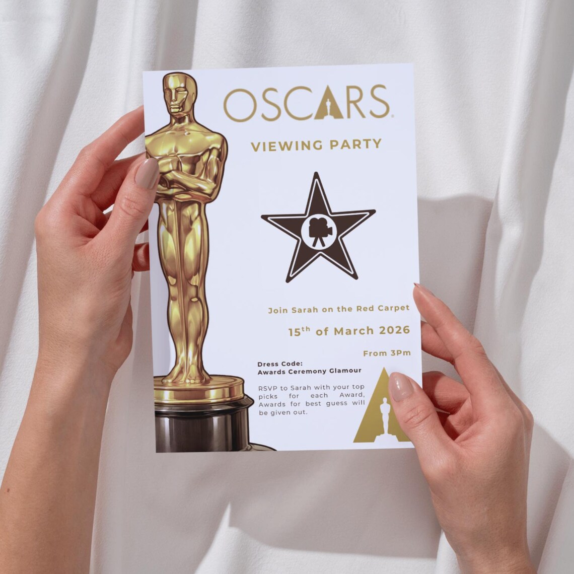 Editable Oscars Viewing Party Template, Movies, Hollywood, Stars ...