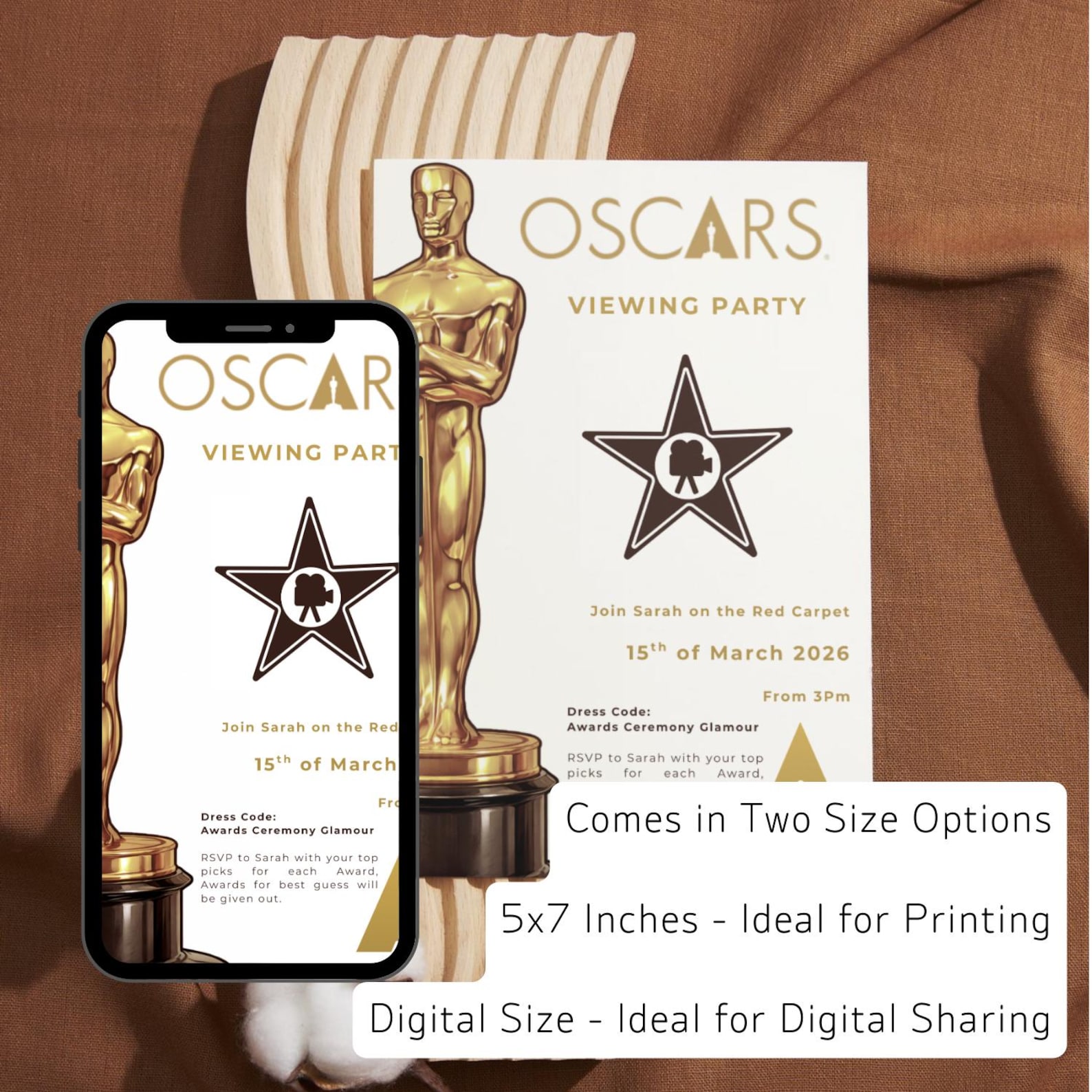 Editable Oscars Viewing Party Template, Movies, Hollywood, Stars ...