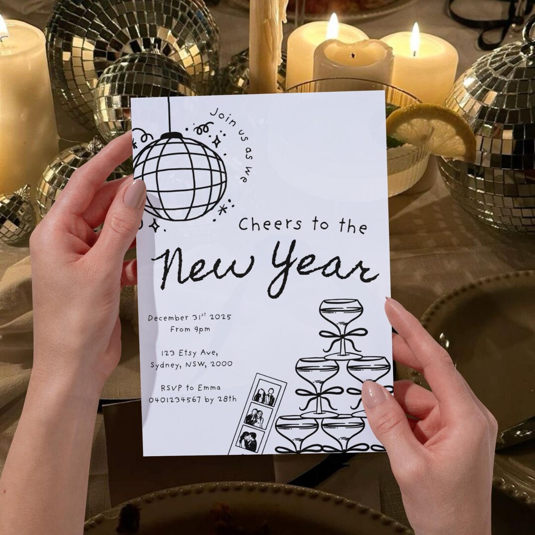 Editabe New Year's Eve Party Invitation, Digital Canva Template ...