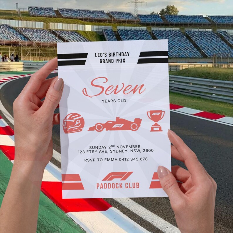 Editable Formula One Party Invitation Canva Template, F1, Paddock Club ...