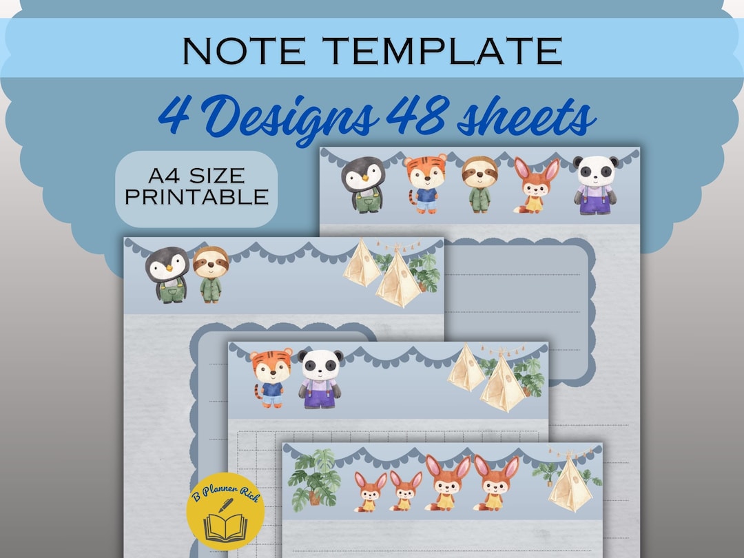 Cute Animal Note, Cute Digital Notebook, Cute Student Note, Note Taking ...