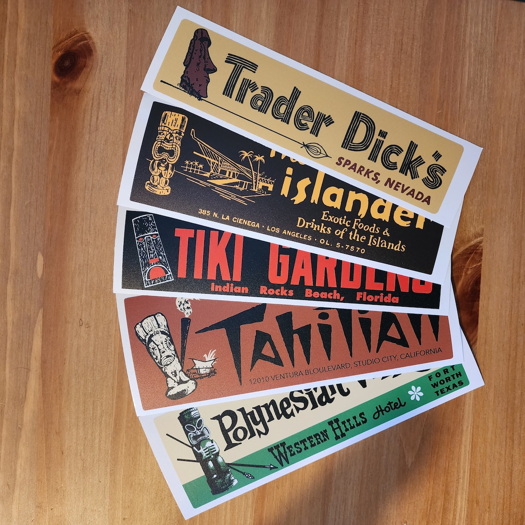 Vintage Tiki Bar Stickers Bumper Sticker - Etsy