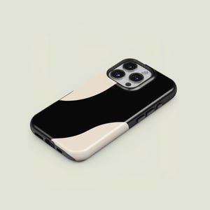 Organic Abstract Black & Cream Tough iPhone Case | iPhone 15 14 13 12 ...