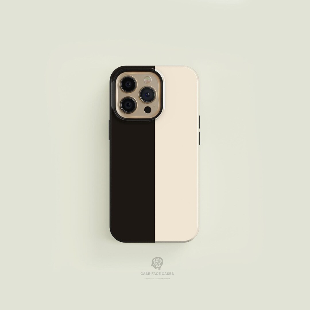 Bicoloured Black & Cream Magsafe Tough iPhone Case | iPhone 16 15 14 13 ...