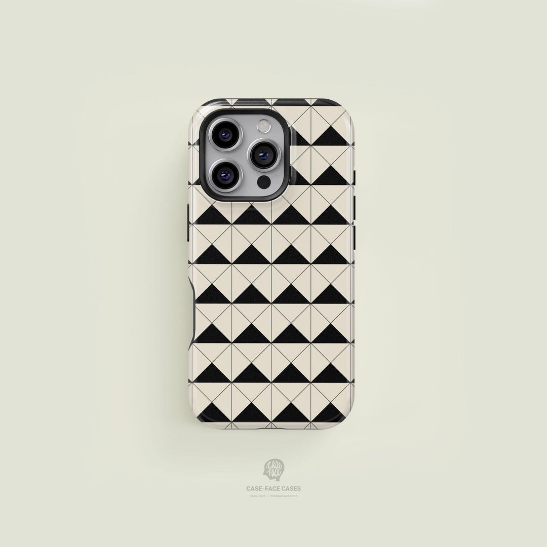 Geometric Tiled Black & Cream iPhone 17 / 16 / 15 / 14 / 13 Pro Max ...