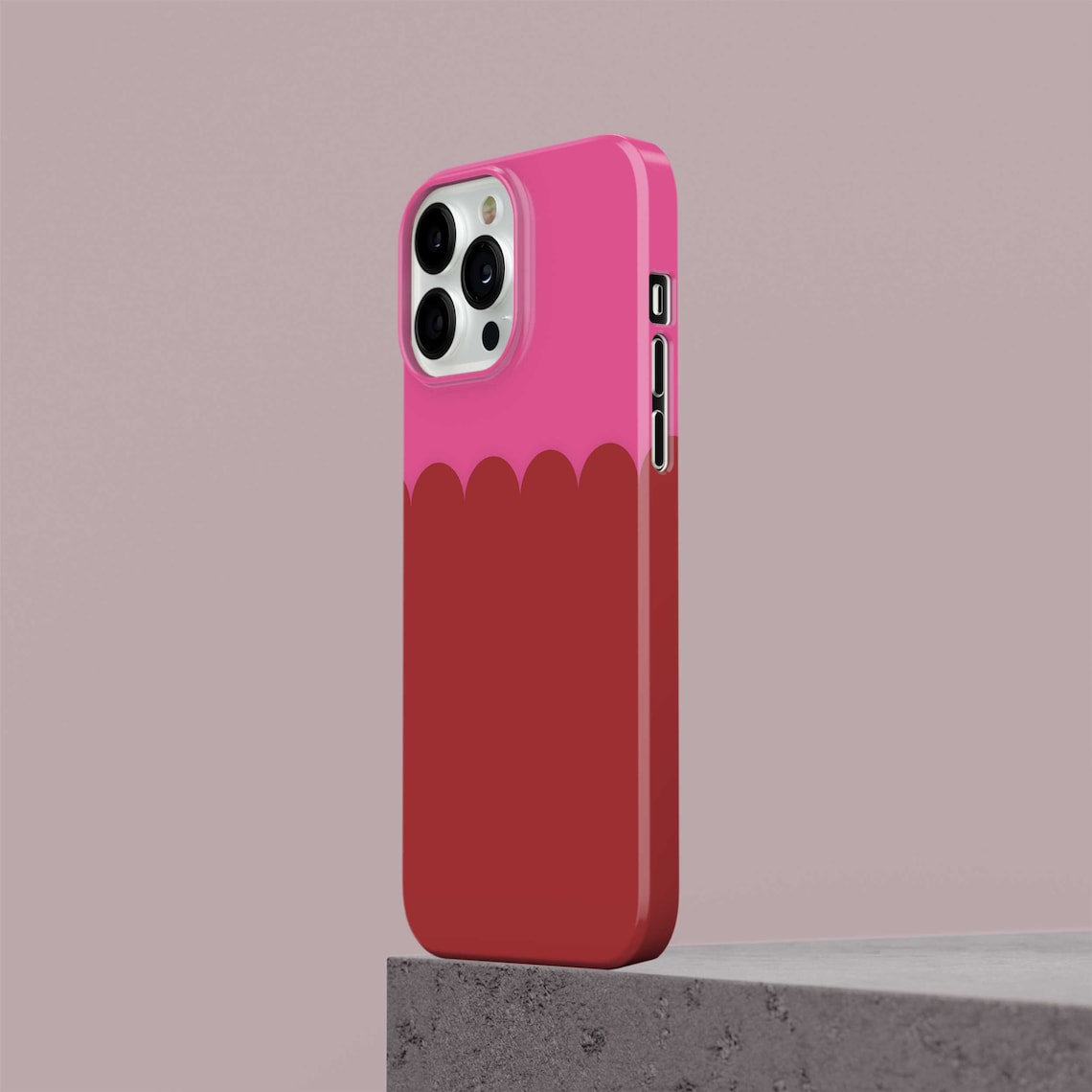 Scalloped Edge Pink and Red Slim Phone Case Iphone 14 13 12 - Etsy
