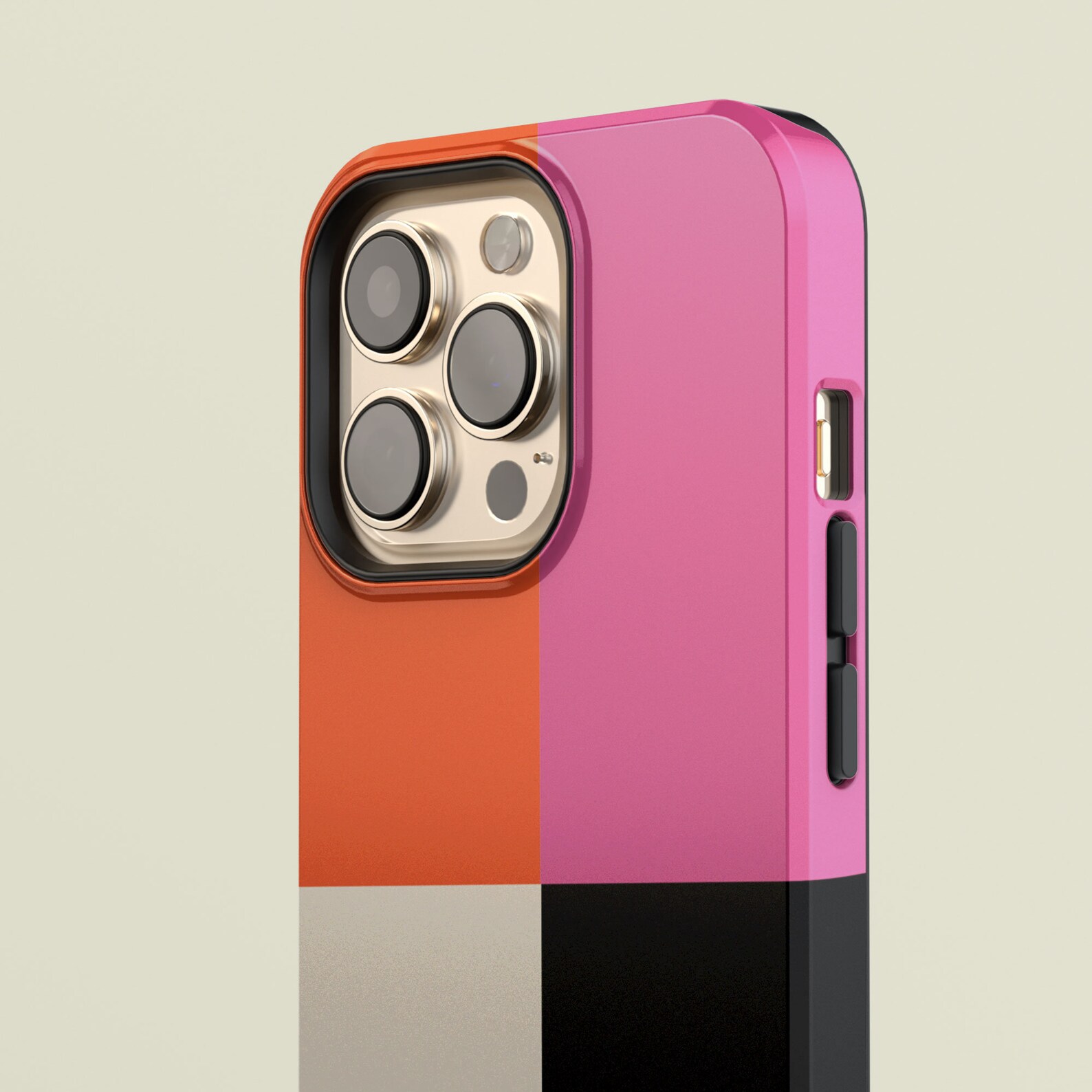 Four Square Pink Orange Black and Cream iPhone Case iPhone 15 14 13 12 ...