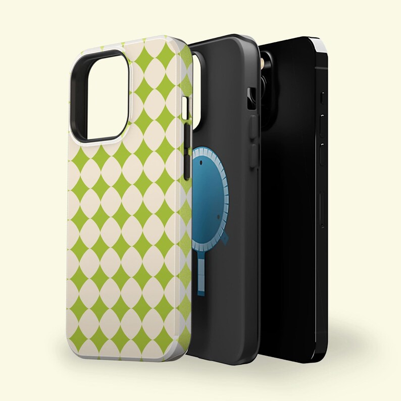 Diamond Patterned Green & Cream Magsafe Tough Phone Cases - Etsy