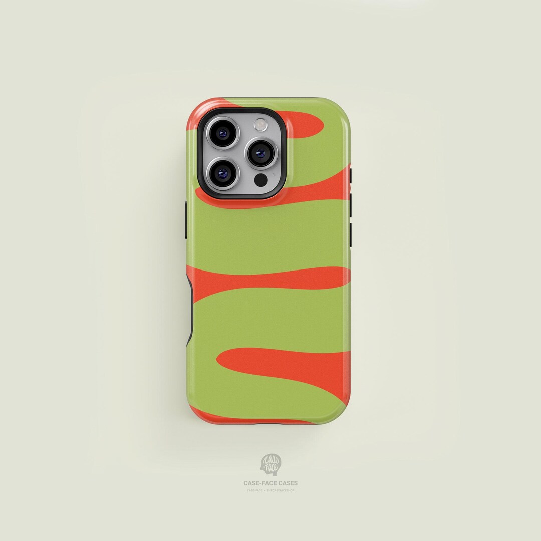 Animal Print Snake Light Green & Bright Orange iPhone 17 / 16 / 15 / 14 ...