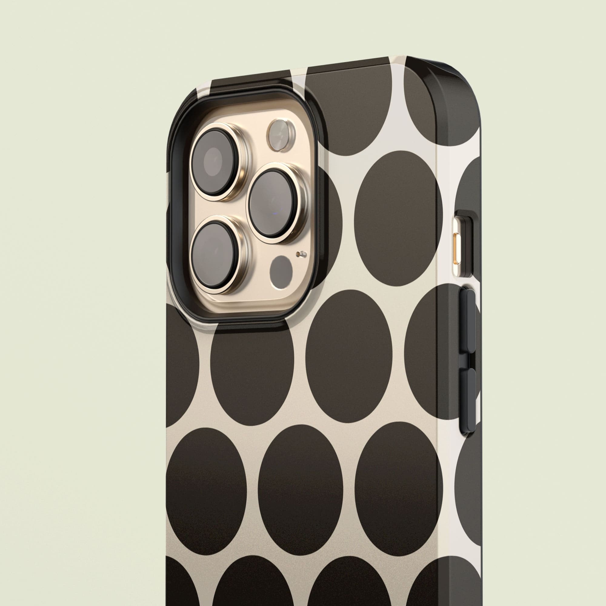 Polka-dotted Black and Cream Magsafe Tough iPhone Case iPhone 15 14 13 ...