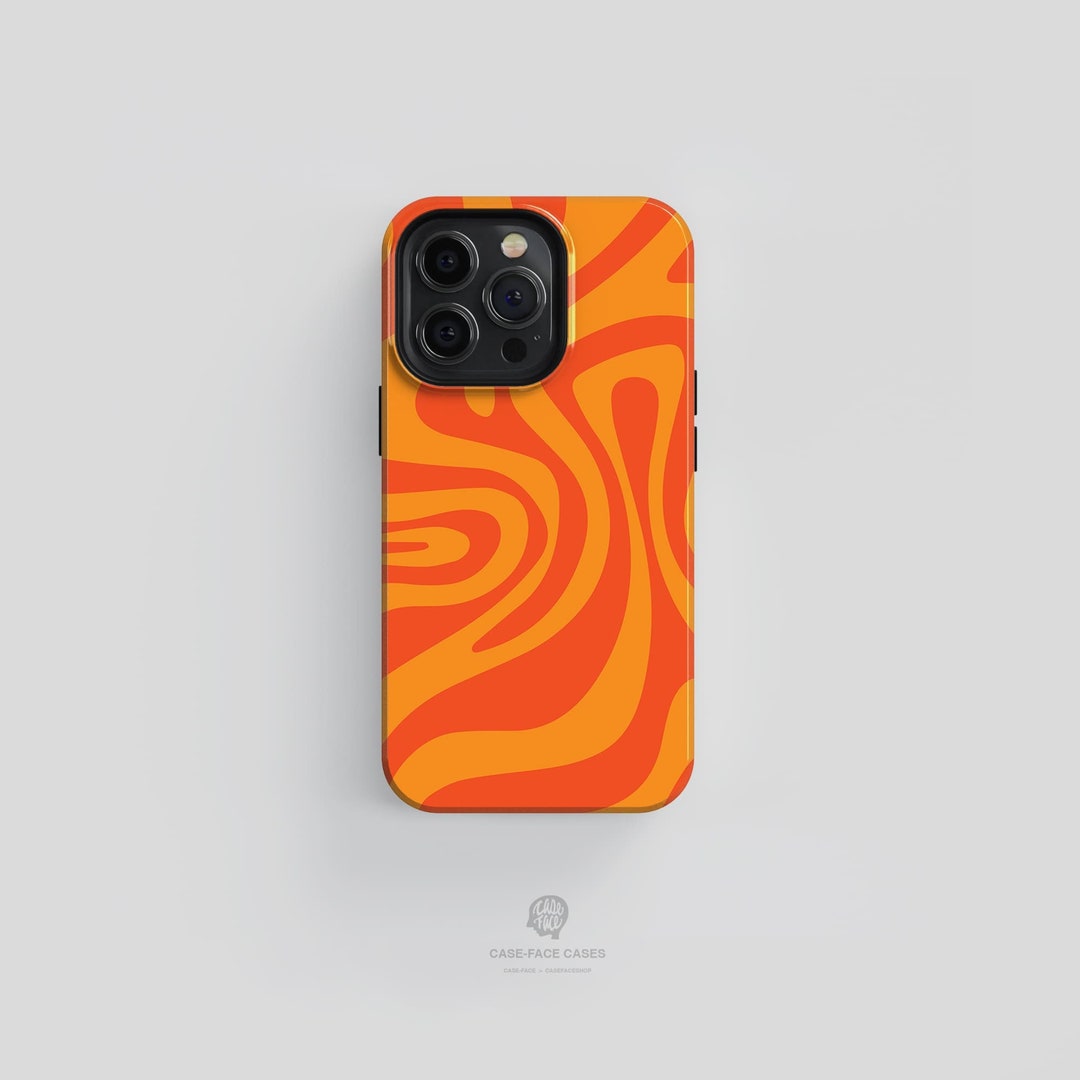 Groovy Lined Orange on Orange Tough Phone Case, iPhone 14 13 12 11 Pro ...