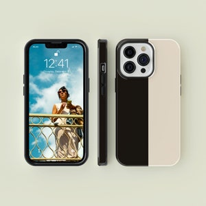 Bicoloured Black & Cream Magsafe Tough iPhone Case | iPhone 16 15 14 13 ...