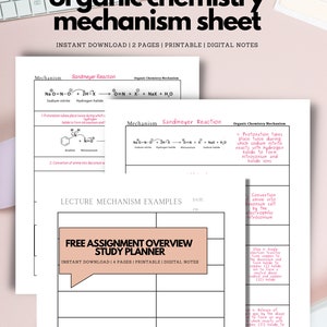 Organic Chemistry Reaction Mechanism Study Sheets - Ochem ORGO MCAT PDF ...