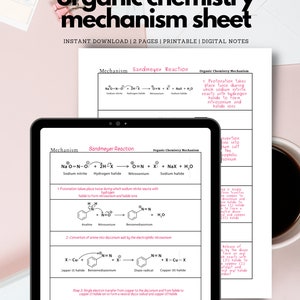 Organic Chemistry Reaction Mechanism Study Sheets (digital Printable ...