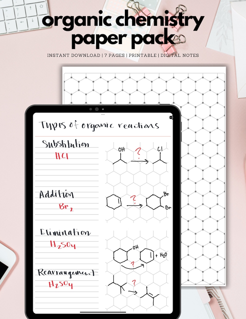 Organic Chemistry Note Printable Pack – Student Mechanism Hexagon Chair ...