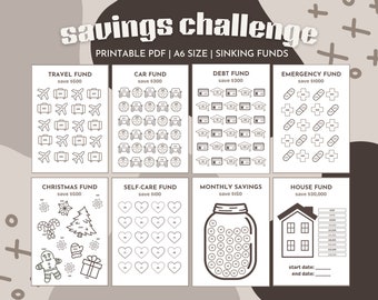 Savings Challenge Printable Savings Challenge Bundle A6 Sized Mini ...