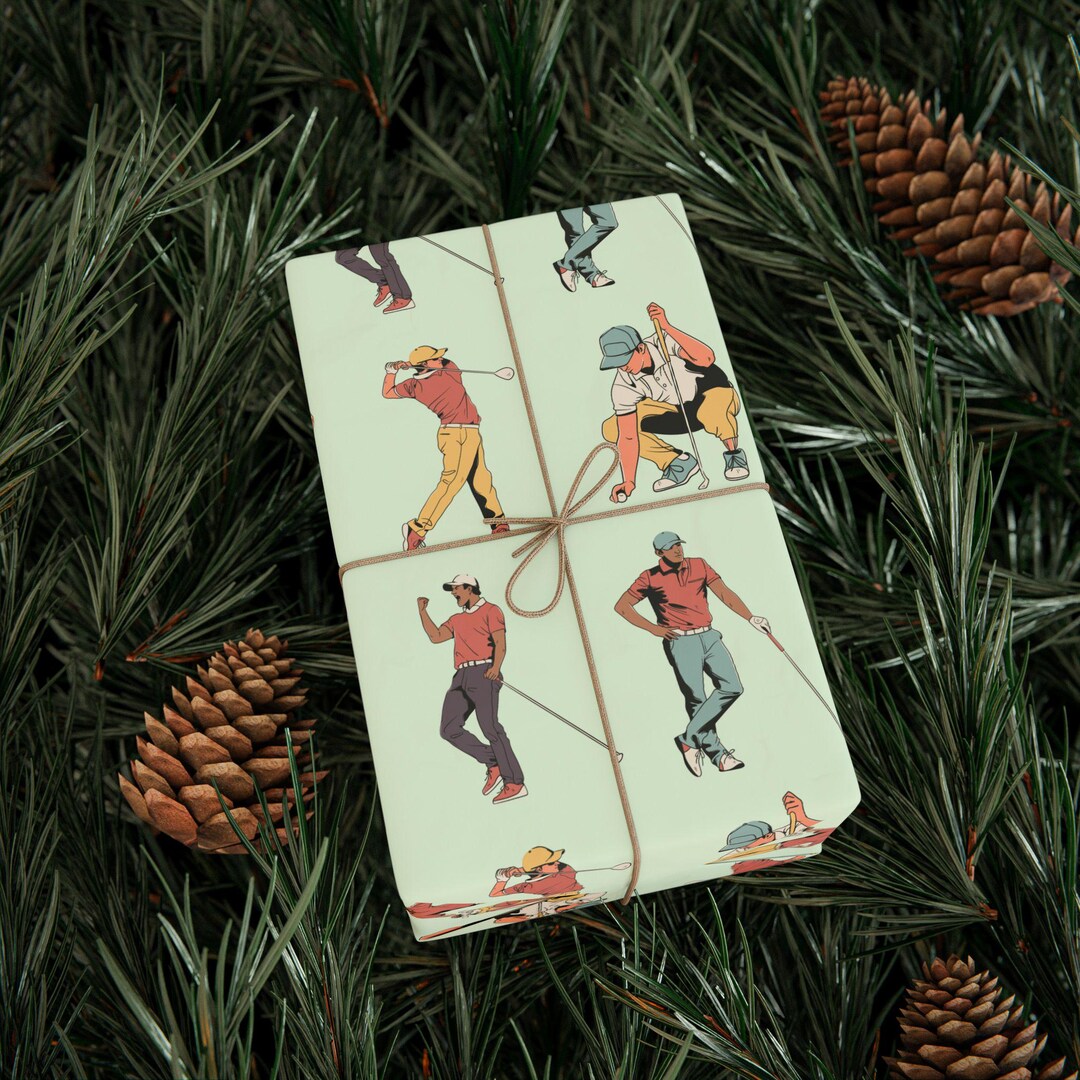 Golfers Pattern Wrapping Paper | Retro Golf Gift Wrap - Etsy