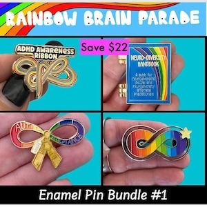 Mental Health Pins, Therapist Gift, Autism Enamel Pins, Neurospicy ...