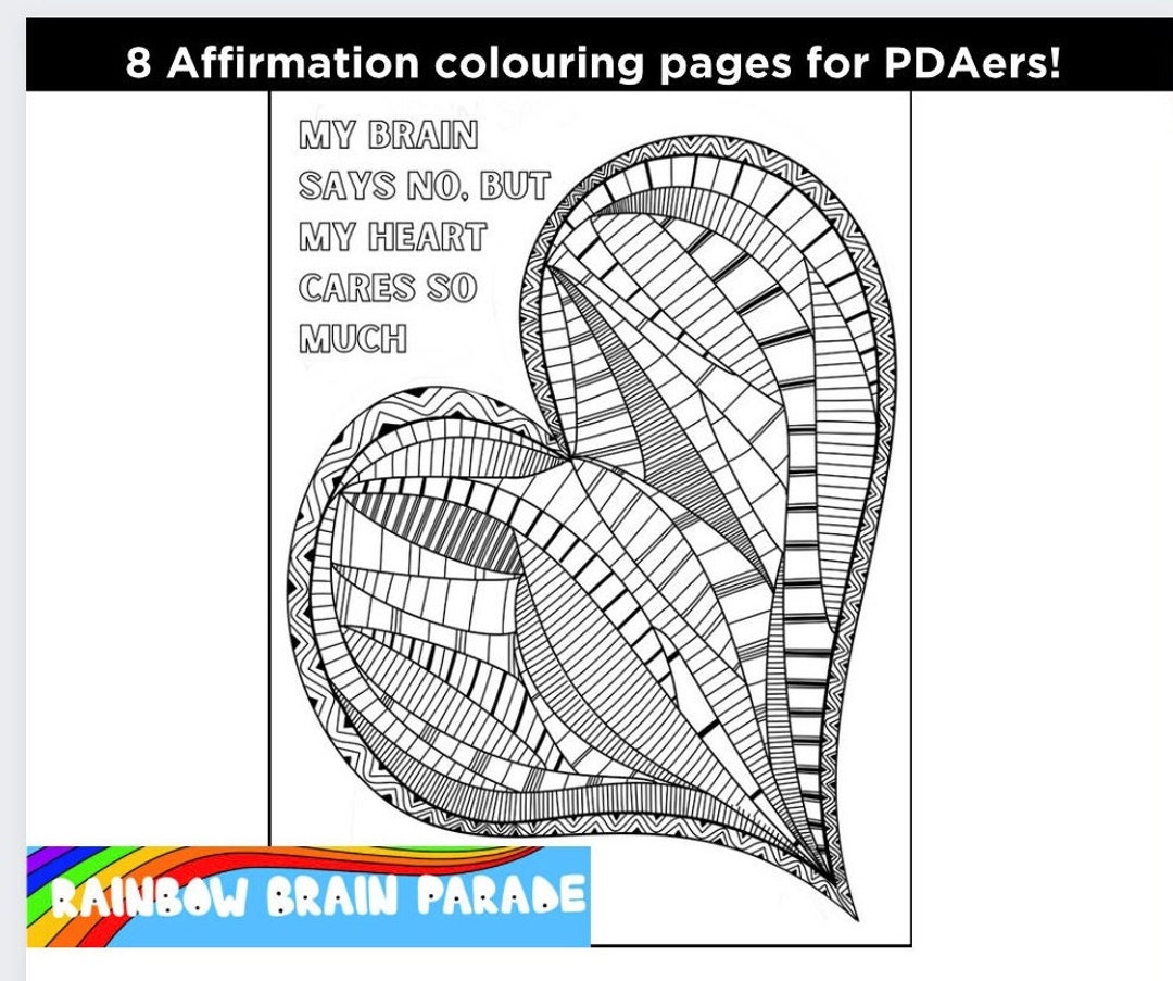 PDA Affirmation Coloring Pages, Autism, ADHD (digital Download) - Etsy