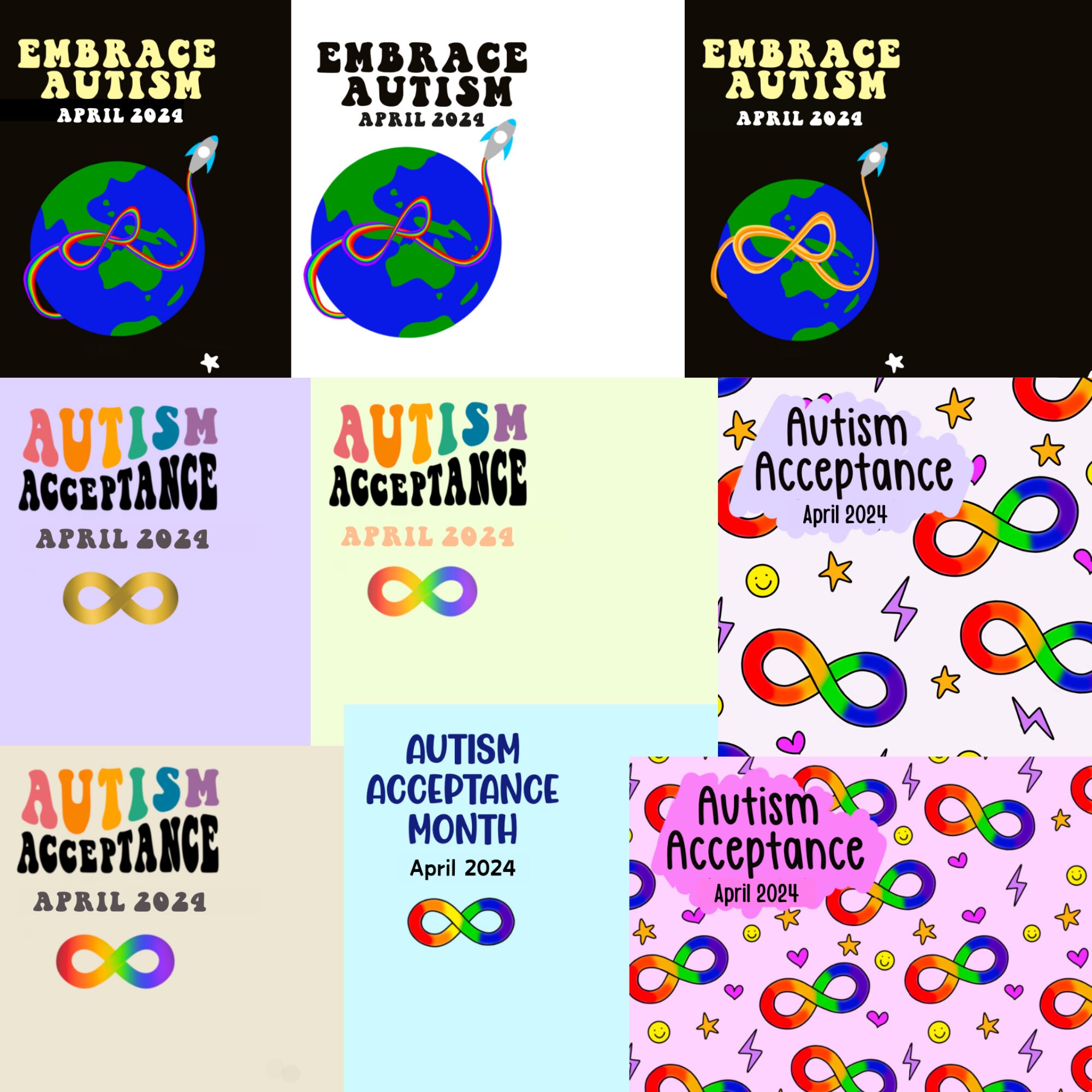 Autism Awareness Zoom Backgrounds, Colorful Infinity (digital PNG) - Etsy