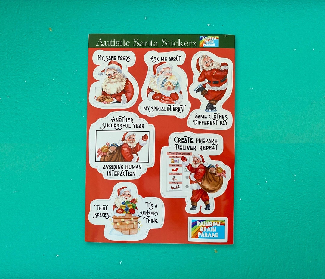 Funny Autism Stickers, Austistic Santa Sticker, Christmas Sticker ...