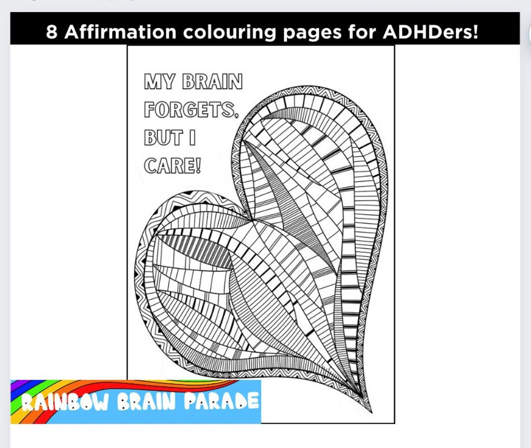 ADHD Affirmations Coloring Colouring, ADHD Help, Neurospicy, Printable ...