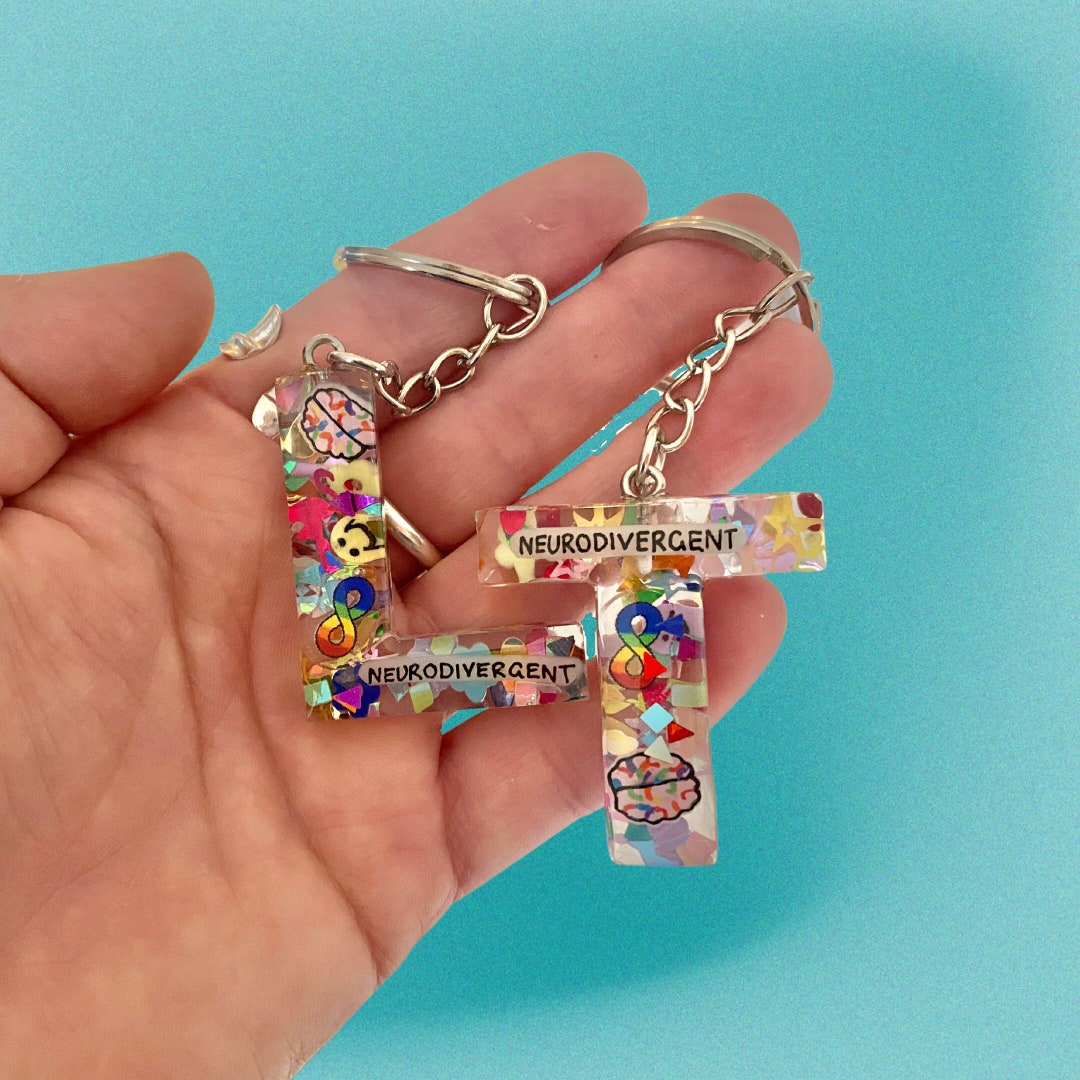 Neurodiversity Personalised Resin Keyring, Autism Identity Charms ...