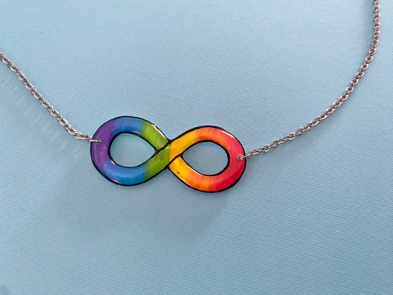 Rainbow Infinity Autism Necklace, Neurodiversity Pride Jewelry - Etsy