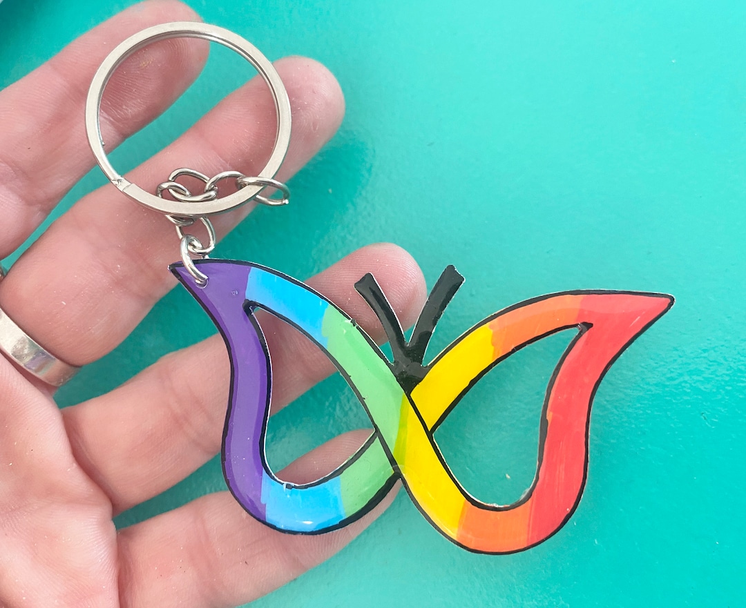 ADHD Keyring, Rainbow Butterfly Infinity, ADHD Gifts, ADHD Awareness ...