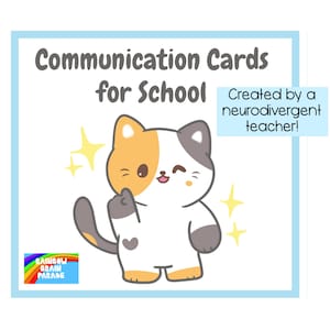Communication Cards for School, Autism Cat Pictures, Visual ...