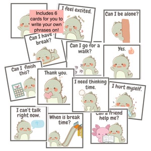 Autism Dinosaur Communication Cards for School, Nonverbal Visual ...