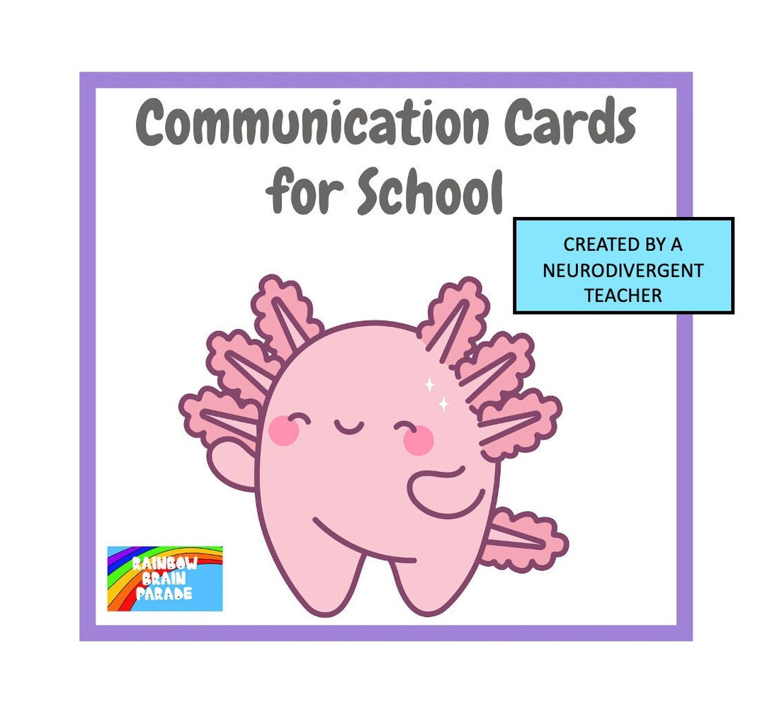 Nonverbal Communication Cards for School, Autism Axolotl Pictures ...