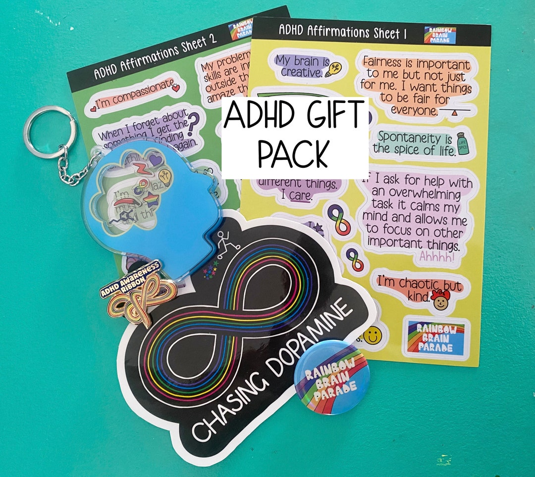ADHD, Autism, Neurodiversity Gifts Pack Bundle, Humor Sticker, Pin ...