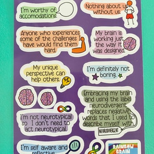 Autism Affirmations Stickers, ADHD Stickers, Neurodiverse Sticker ...