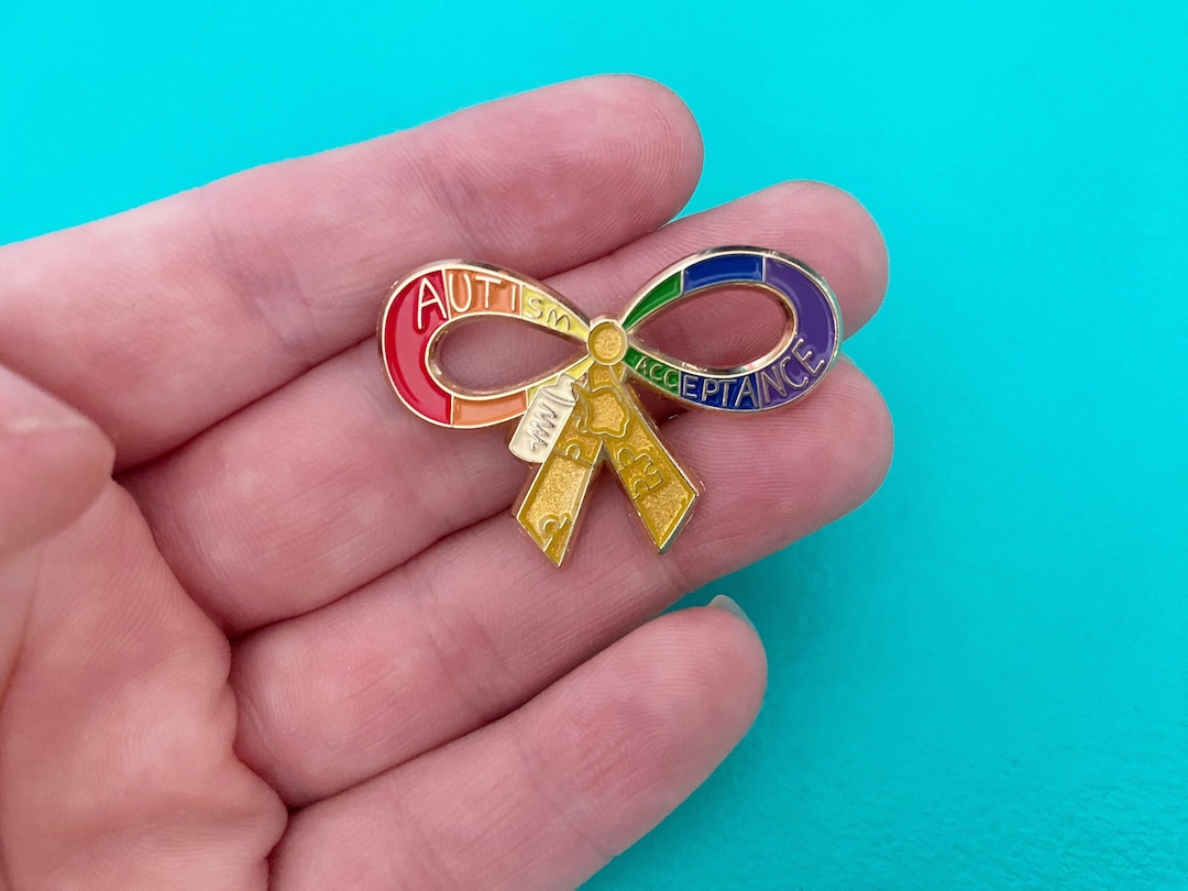 Autism Enamel Pins, repurposed Autism Acceptance Ribbon, Autistic Meme ...