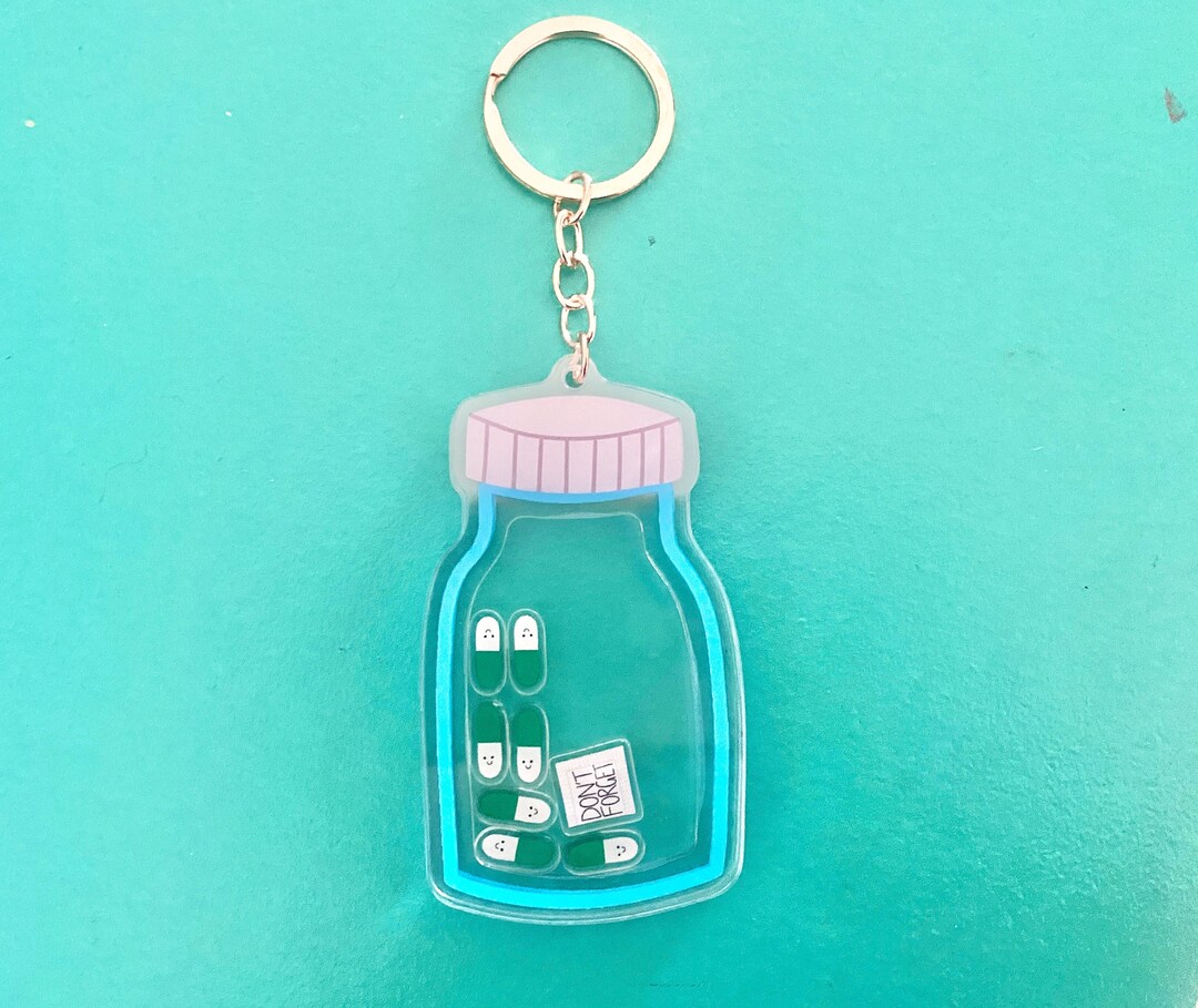 ADHD Pill Keychain, Acrylic Stim Toy Keychain, Medication Reminder ...