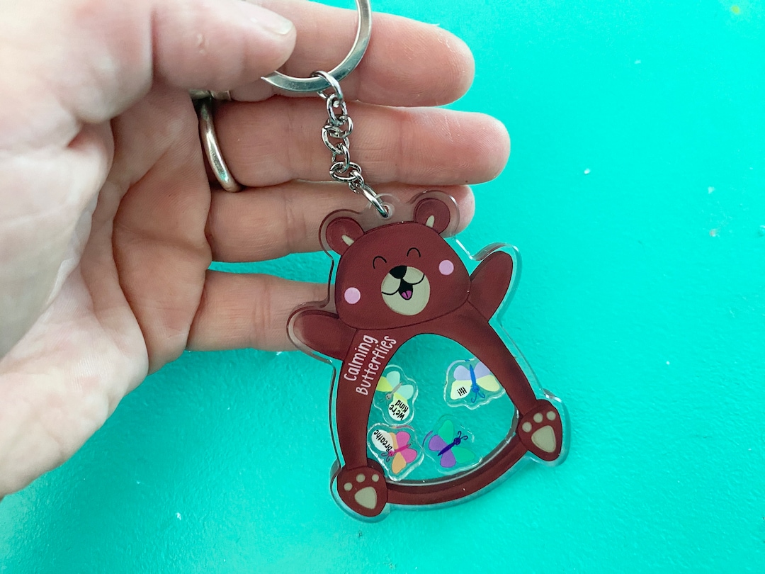Anxiety Shaker Keychain Toy, Calming Butterfly Stim Toy Animal Keychain ...