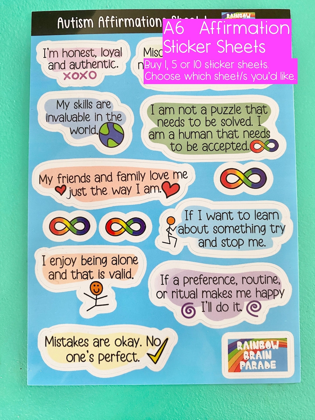 Autism Affirmations Stickers, ADHD Stickers, Neurodiverse Sticker ...