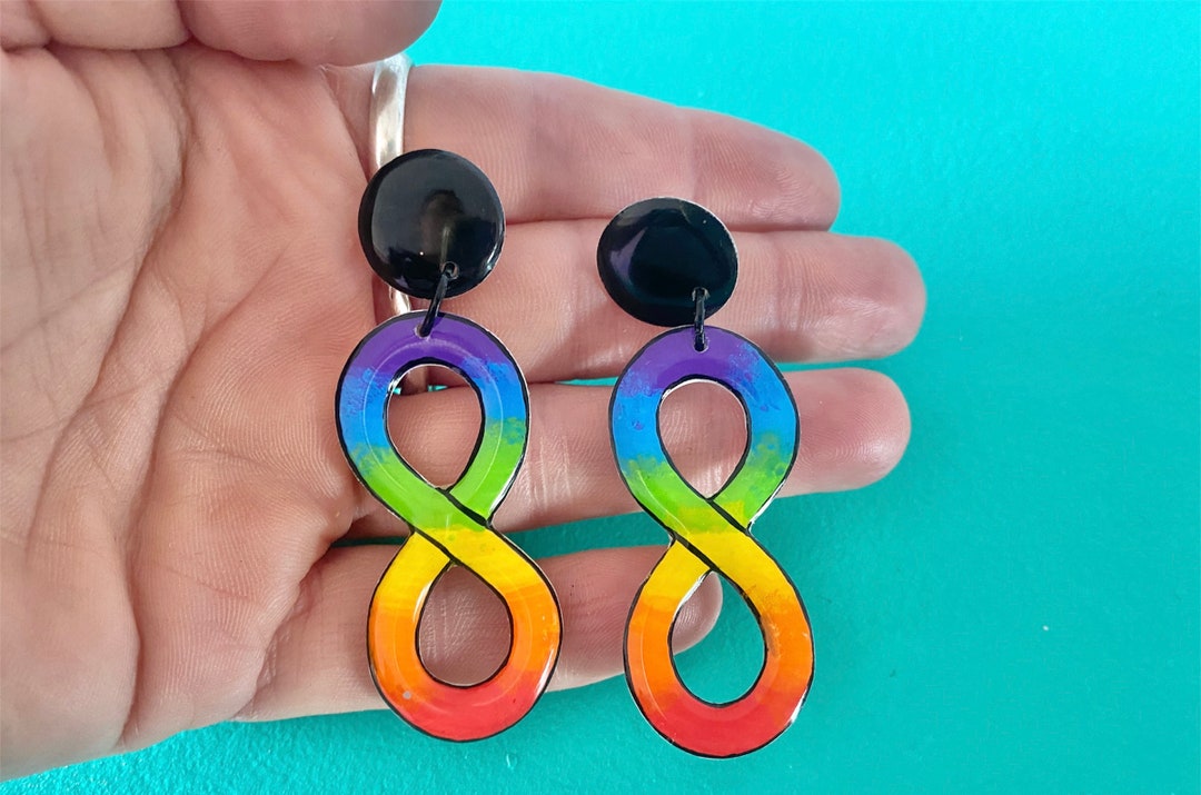Autism Rainbow Infinity Earrings, ADHD Jewelry, Autistic Earrings ...