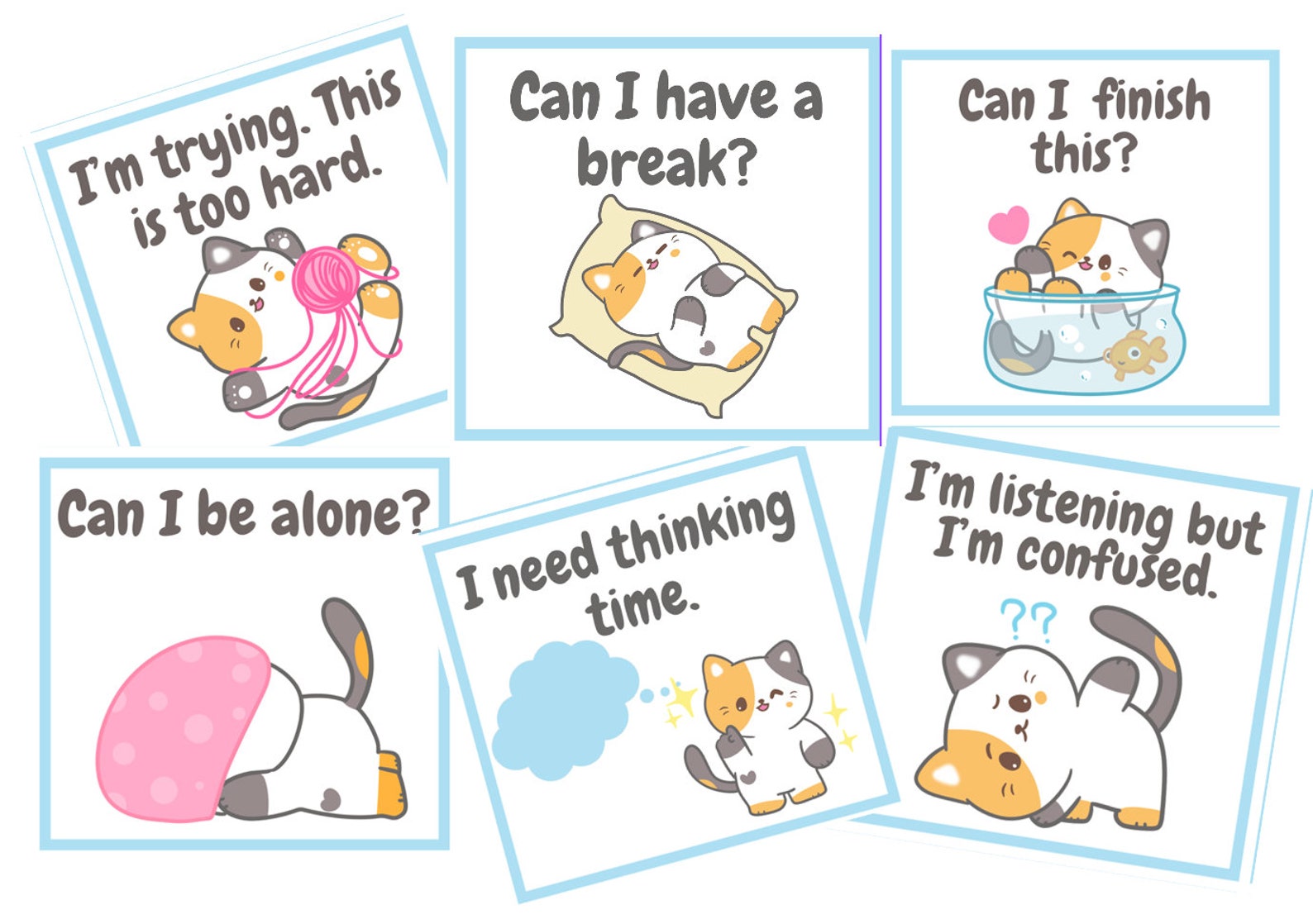 Cat Communication Cards for Autism, Visual Supports (digital Download ...